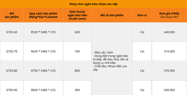 Khay chia dao thìa nĩa và dụng cụ nhà bếp nhựa cao cấp Garis GT03.60 - Bếp Kim Cương